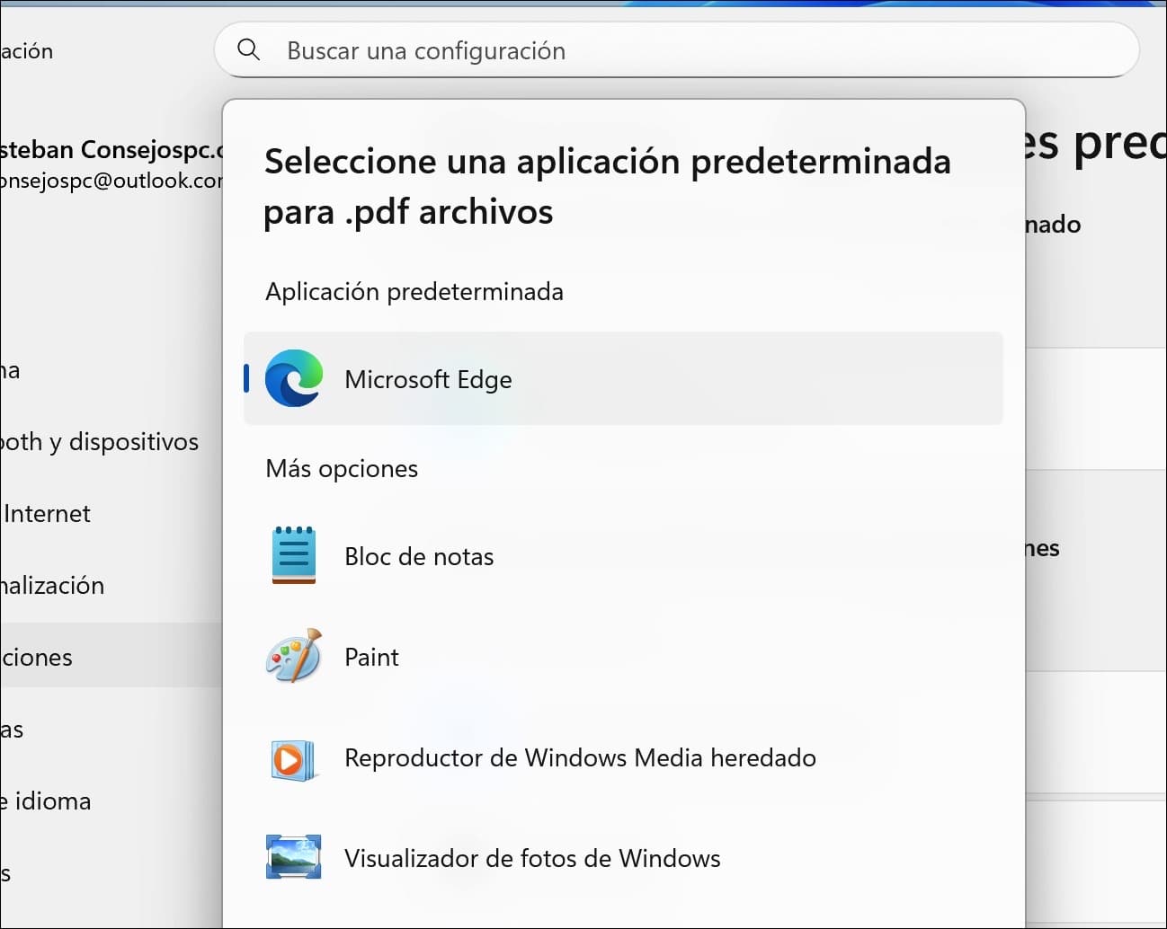 Cambiar el visor PDF predeterminado en Windows 11
